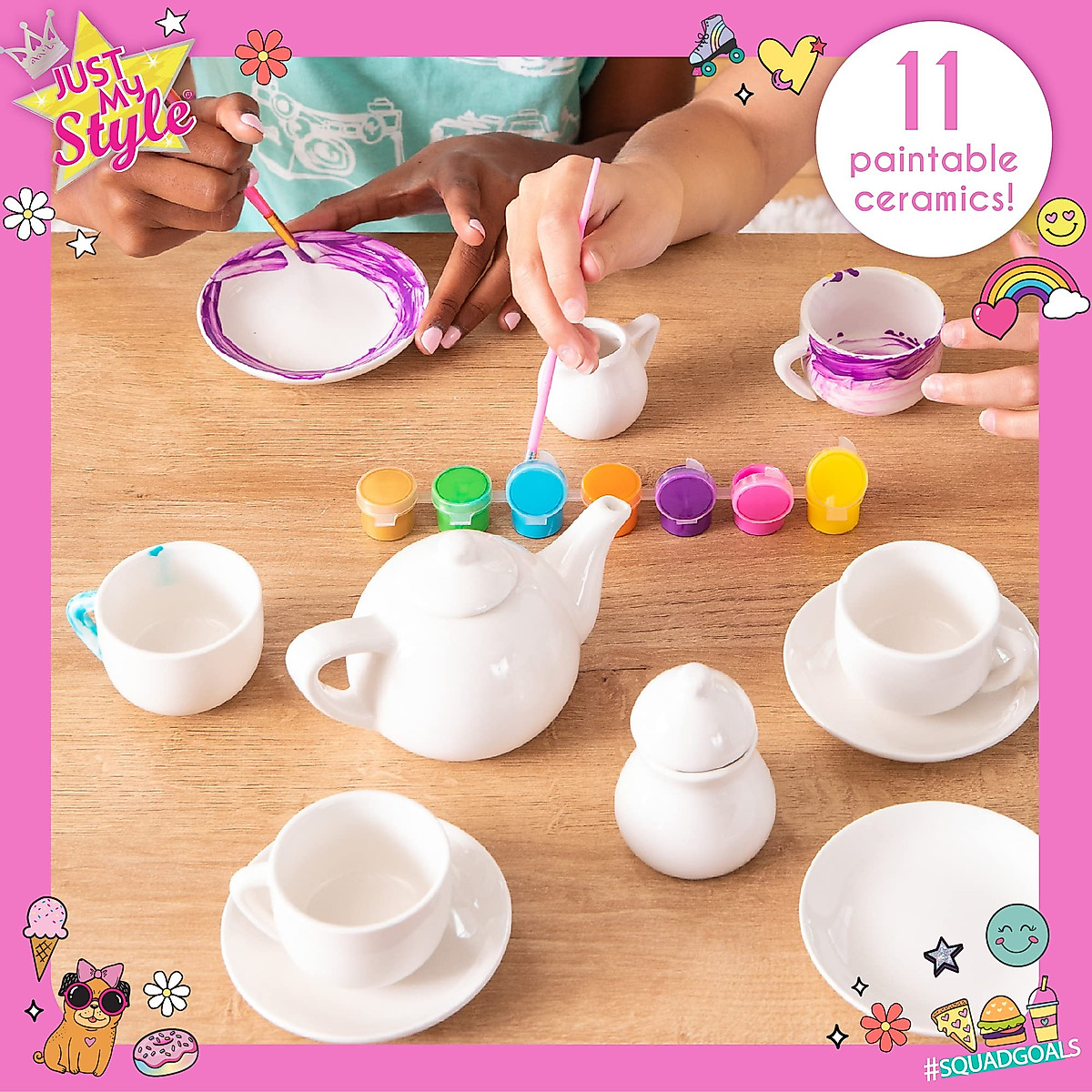 Just My Style Paint Your Own Rainbow Tea Set by Horizon Group USA Multi