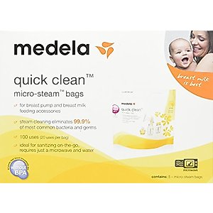 Medela Quick Clean Micro-Steam Bags Economy Pack of 4 retail boxes (20 Bags Total)