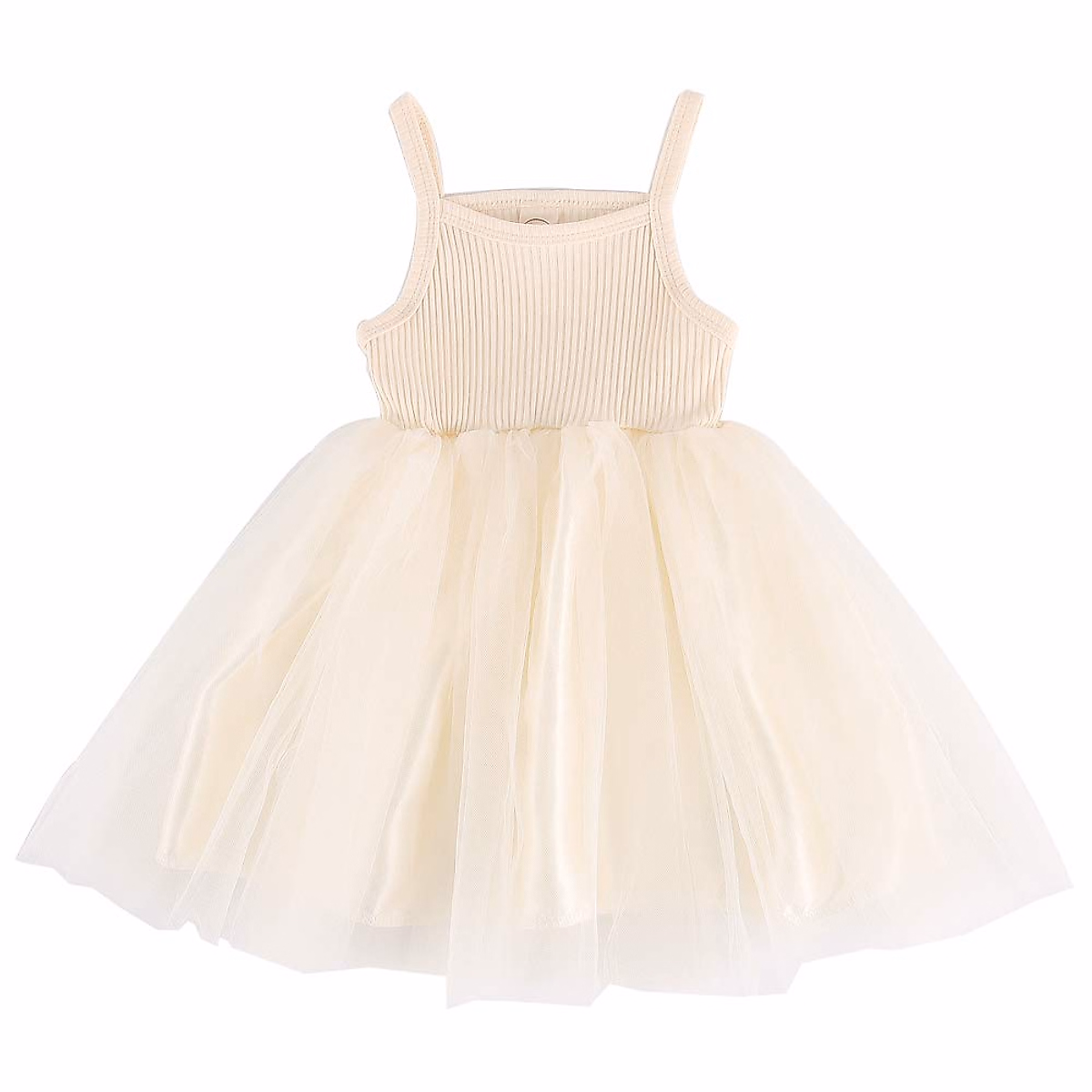 Baby Girls Toddler Tutu Dress Sleeveless Princess Infant Tulle Sundress(Beige, 12-18 Months)