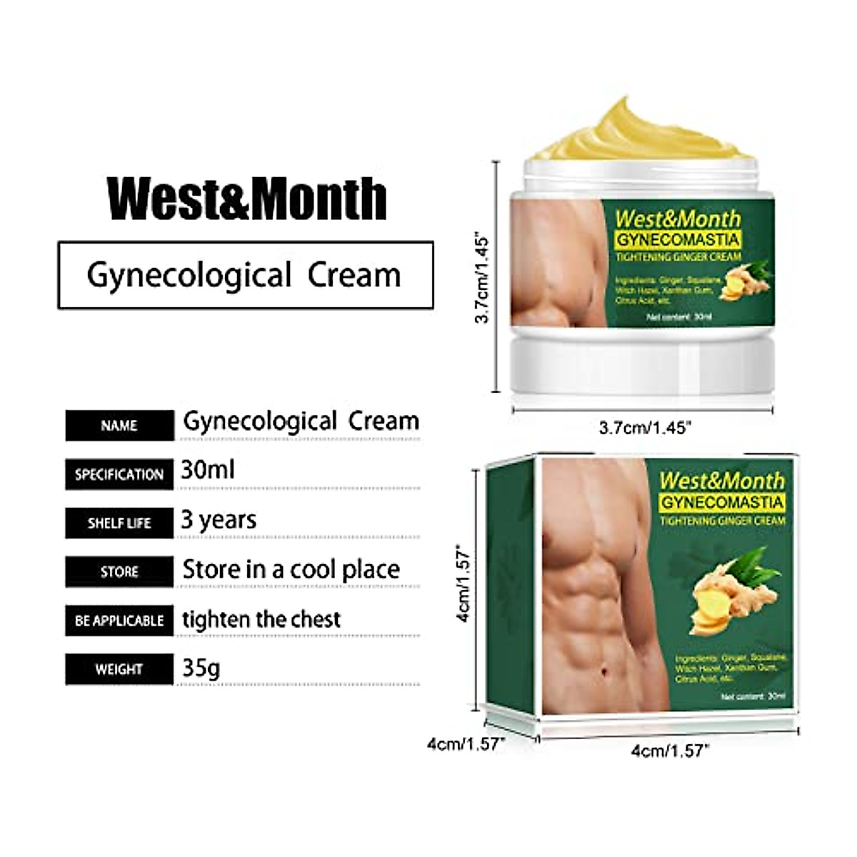 Yuege 3PC SoliPac Gynecomastia Tightening Ginger Cream, Gynecomastia Firming Ginger Cream