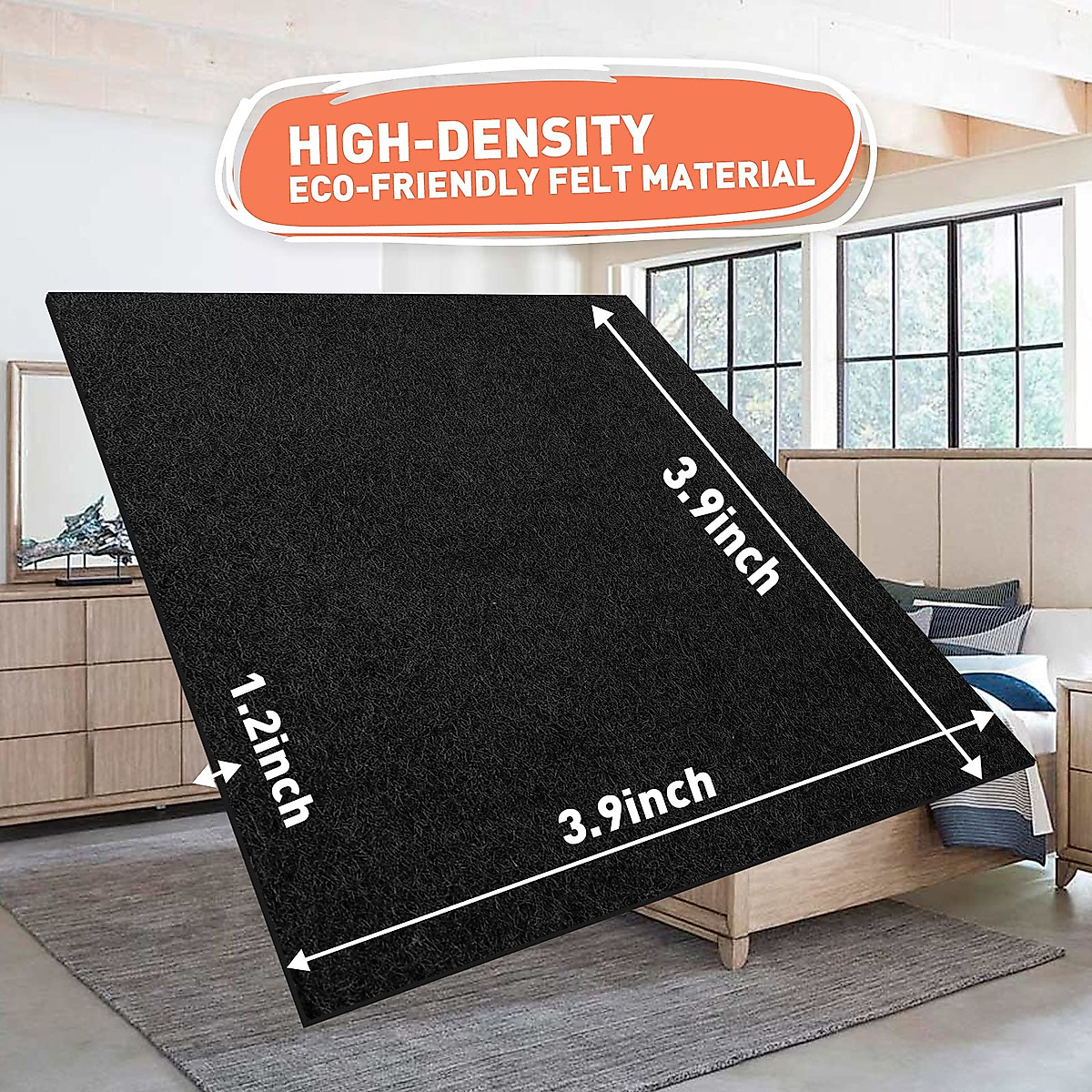 4" x 4" x 1/8" Thickness Adhesive Felt Sheet Furniture Pads Black Felt Fabric for Art Crafts and Home Making (10 Pieces)