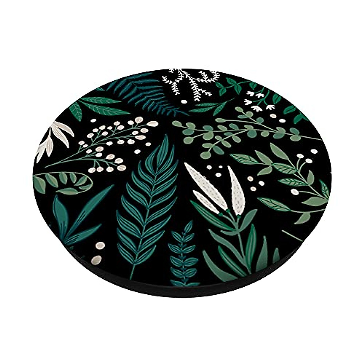 Green Botanical Fern Foliage & White Berry Floral Pattern PopSockets Swappable PopGrip