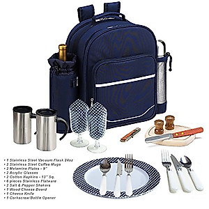 Picnic at Ascot Original Equipped 2 Person Picnic Backpack with Coffee Service, Cooler & Insulated Wine Holder - Designed & Assembled in the USA