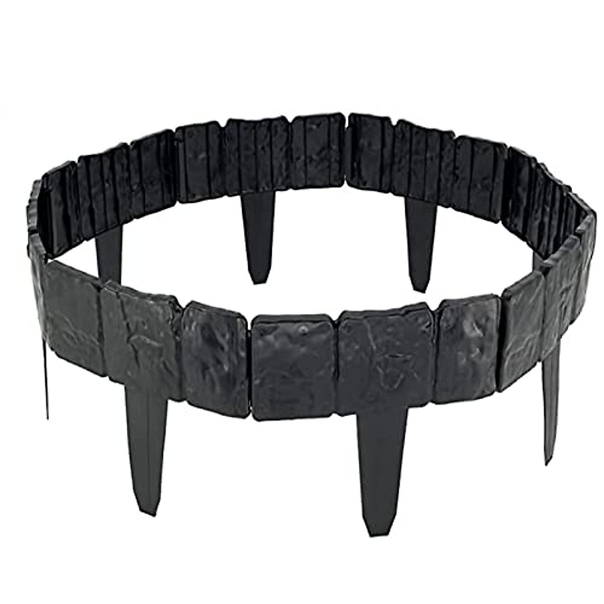 W&Y-YWSH Garden Landscape Edging Borders for Flower Beds, Border Edging, Gray Stone Effect Plastic Garden Edging Hammer-in Lawn Palisade Fencing, No Dig Landscape Edging - 10/20Pcs