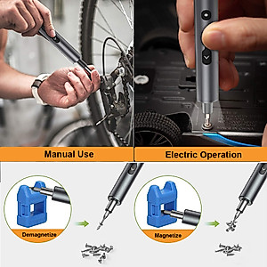 Carperipher 28-in-1 Mini Cordless Electric Screwdriver, Tri-Angle Head, Aluminum, LED Light, Magnetizer, Rechargeable, Electronics Item, Furniture Assembly, Watch Repair Kit with 24 Bits