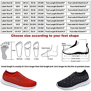 Dimleen Womens Rhinestones Glitter Fashion Mesh Walking Shoe Breathable Slip-on Loafers Non-slip Orthopedic Arch Support Sock Sneaker (black,10,Women,10)