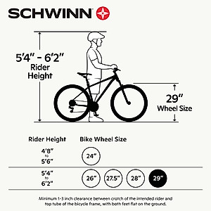 Schwinn Traxion Mens and Womens Mountain Bike, 29-Inch Wheels, 24-Speed Shifters, Full Suspension, Mechanical Disc Brakes, Blue/Grey