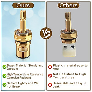 2 Sets Faucet Valves Faucet Cartridge with American Standard 994053-0070a or 994053-0070a/H Bathroom Kitchen Bathtub Faucet Stem Replacement, Brass, 4z-24h Hot and Cold Replacement Stem