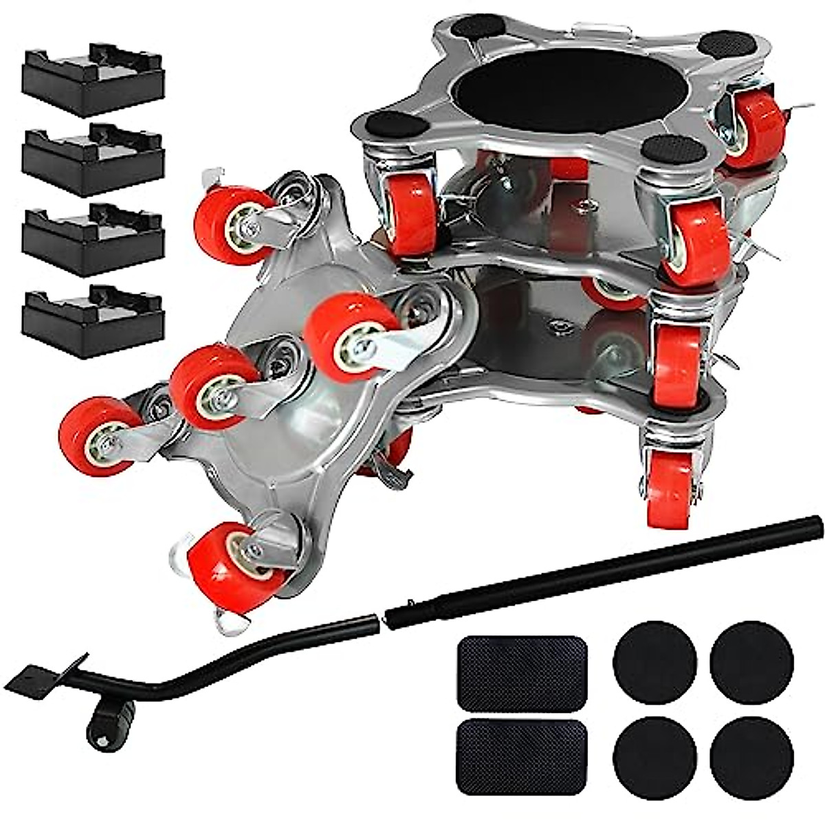 【Upgrade Large】Furniture Dolly & Furniture Rollers Mover with 5 Wheels, Carbon Steel Panel Furniture Lifter Set Up to 2200LBs, for 360° Rotation Shifting Moving Heavy Duty Refrigerator, Sofa, Cabinet