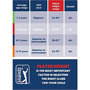 PGA Tour G1 Series Orange Kids Golf Club Set with 4 Clubs, Stand Golf Bag & 7 Total Pcs | Golf Clubs and Sets for Heights 5'2"-5'7" | Complete Golf Club Sets | Young Men & Women Golf Clubs Ages 12-17