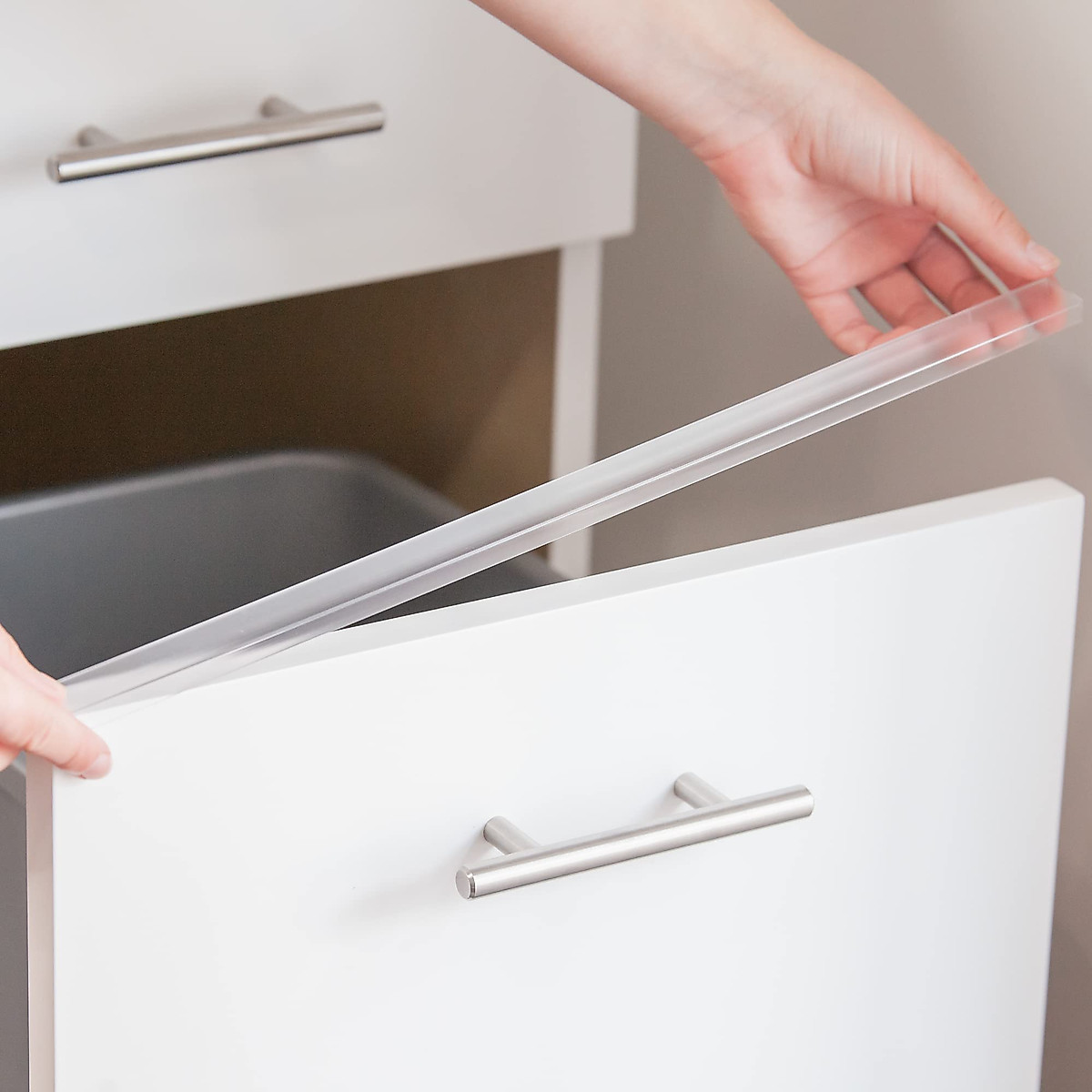 Cabinet Hero Slimline and Drip Ramp Door Protector - Plastic Edge Guard - Slip On, Kitchen, Drawer Front, Prevent Chipping Impact Protection - 3/4 Thick, 18 Inch Length - Combo Pack - Clear, Pack of 2