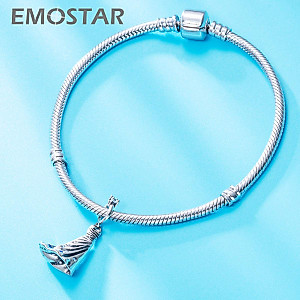 Wedding Ring Dangle Wedding Dress Charms fits Pandora Charm Bracelets–925 Sterling Silver Strapless Gown Pendant with Blue Crystals, Gifts Married Beads for Anniversary/Bride