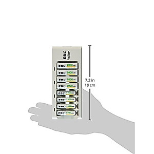 EBL Rechargeable Batteries with Charger, 1.2V NiMH AA Batteries 2800mAh 4Counts & AAA Batteries 1100mAh 4Counts with 8-Bay Smart Battery Charger (Upgraded 808 Charger)
