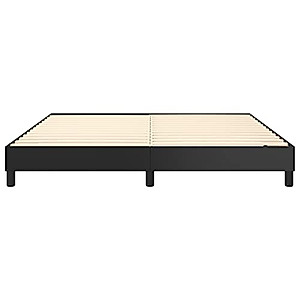 vidaXL Box Spring Bed Frame Home Indoor Bedroom Bed Accessory Wooden Upholstered Double Bed Base Furniture Black 76"x79.9" King Faux Leather