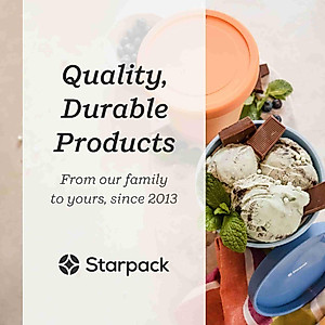 Starpack 'Freeze the Day' Ice Cream Storage Containers for Freezer (2 Pcs) - 1 Quart Ice Cream Containers for Homemade Ice Cream - Reusable Ice Cream Containers with Lids - Leak-Free Lids (Silicone)