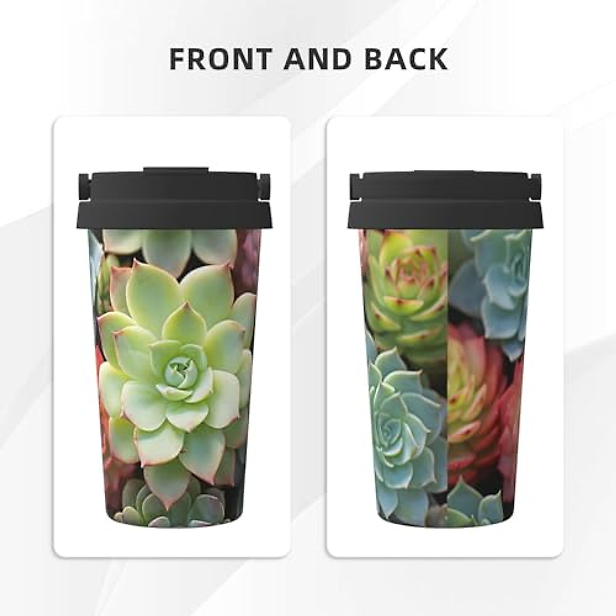 GTKSYNVE Reusable Coffee Mug with Lid and Handle, Cactus Succulents Tumbler for Hot & Cold Drinks 16oz Stainless Steel Insulated Coffee Tumblers Double Wall Vacuum Thermal Cup