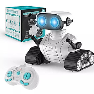 BOPTU Robot Toys, Rechargeable Robot Toy with Remote Control, Music, LED Eyes, Dance Moves, Flexible Head and Arms, Smart Sensing for Kids Boys Girls