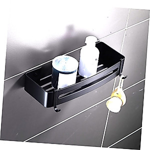 Hoement 1pc Bathroom Shelf Black Storage Shelves Black Gel Storage Unit Gel Shower Storage Punch Shower Shelf Bathroom Rack Organizer Bathroom Shower Gel Organizer Shelving Aluminum