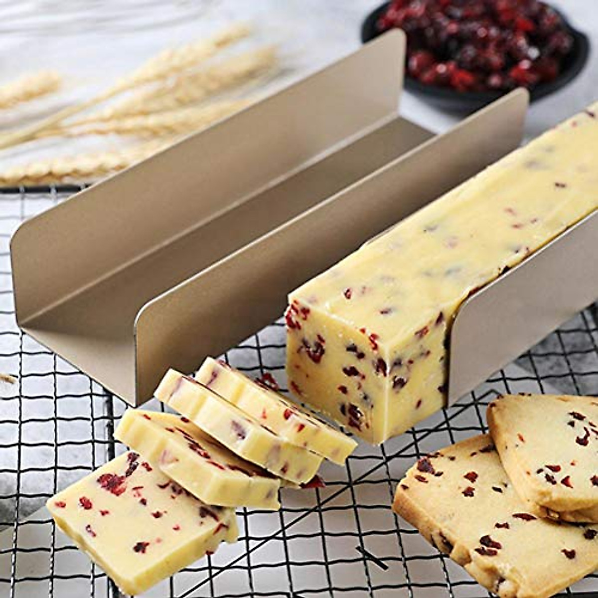Goeielewe Rectangle Cookie Cutters Long Non-stick Carbon Steel Cookie Mold U Shape Biscuit Cake Bread Mold Cookies Model Baguette Mould for Baking (Long section: 9.5"x1.8"x1.6")
