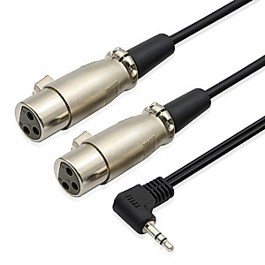 PNGKNYOCN 3.5mm to Dual XLR Y Splitter Cable 90 Degree 1/8" TRS Stereo to 2 XLR Female Microphone Cable for Professional Audio Equipment Such as Microphones, Recorders, etc.(30cm)