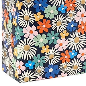 Hallmark 13" Large Gift Bag with Birthday Card and Tissue Paper for Women (Modern Flowers, Pink, Sage, Blue, Black, Yellow) for Mom, Daughter, Sister, Girlfriend, Aunt, Nana