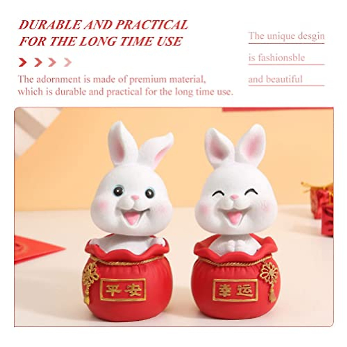 NOLITOY 3PCS 2023 Miniature Rabbit Figures, Chinese Year of The Rabbit Ornament, Resin Bunny Statue with Lucky Money Bag for Souvenir Gift DIY Micro Garden Landscape Bonsai