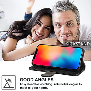 Shantime Tecno Pova 2 Case, Leather Wallet Case with Cash & Card Slots Soft TPU Back Cover Magnet Flip Case for Tecno Pova 2 (6.9In), Black