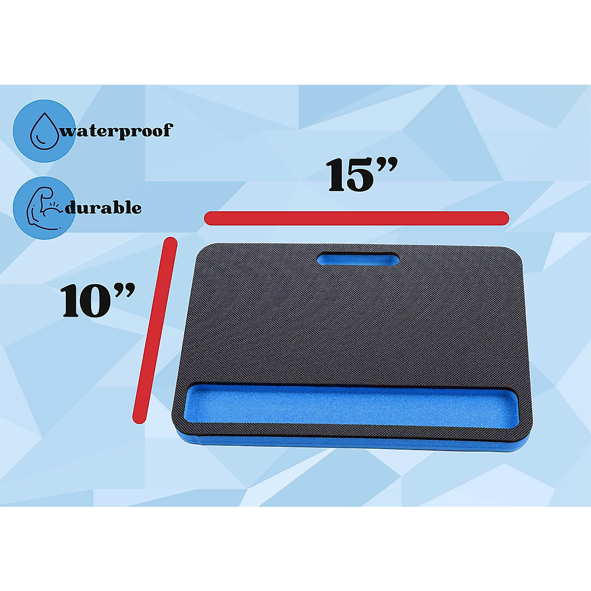 Polar Whale Portable Knee Cushion Blue and Black with Tool Pocket for Home Garden Work Automotive Workshop and More Durable Thick Comfortable High Density Waterproof Foam 15 x 10 Inches Kneeling Pad