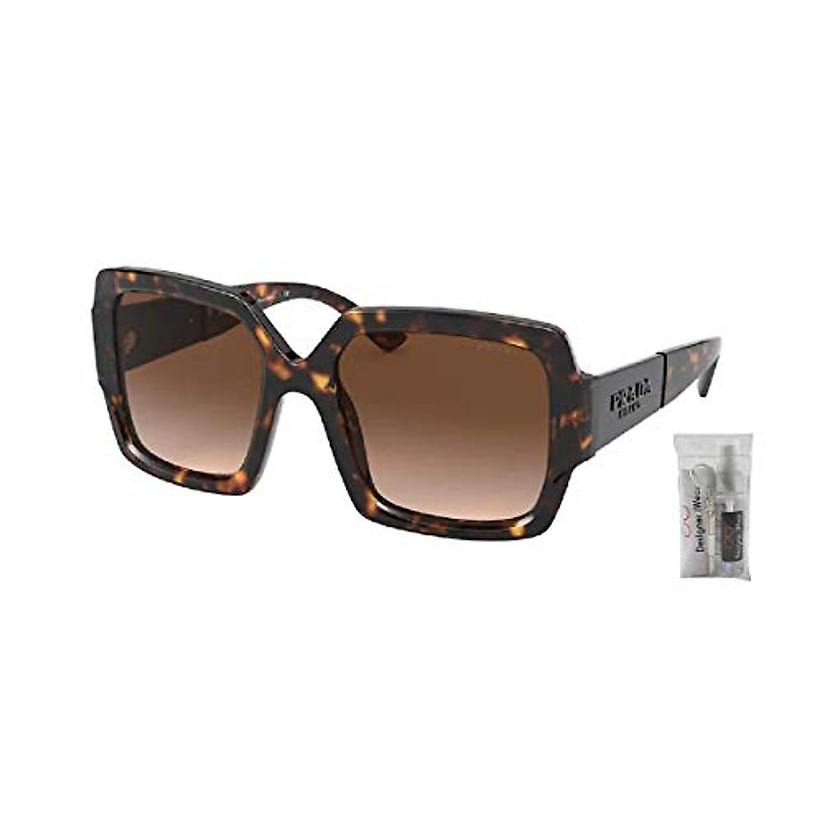 Prada PR21XS 2AU6S1 54MM Havana/Brown Gradient Square Sunglasses for Women + BUNDLE With Designer iWear Complimentary Eyewear Kit