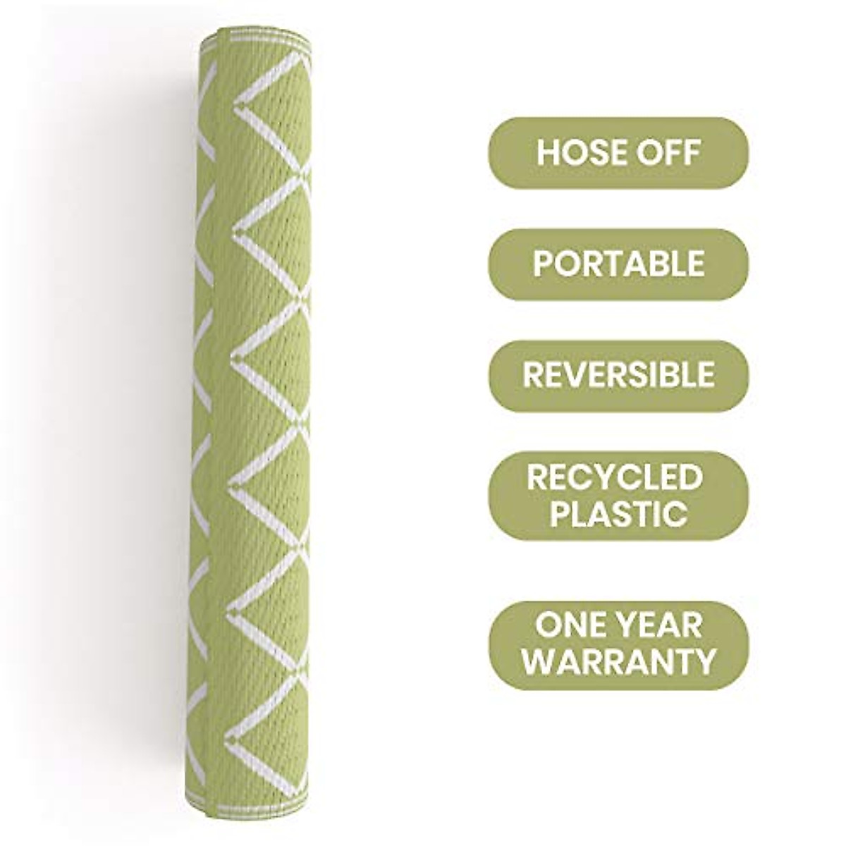 Indoor/Outdoor Area Rug - Made from 100% Recycled Polypropylene Plastics Great for Patios, Porches, Camping, and The Beach - Outdoor Waterproof Carpet (5' x 7', Karlo-Green)