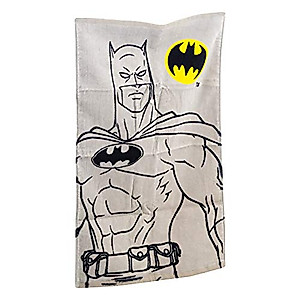 DC Comics Batman Logo Hand Towel For Kids Children Adults Bathroom, 15 inches x 26 inches, Made from 100% Cotton. Grey Color With Yellow and Black Classic Batman Logo.