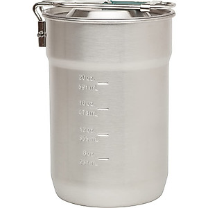 Stanley Adventure Camp Cook Set - 24oz Kettle with 2 Ceramic Cups - Stainless Steel Camping Cookware with Vented Lids & Foldable + Locking Handle - Lightweight Cook Pot for Backpacking/Hiking/Camping