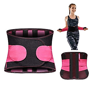 T TIMTAKBO Waist Back Support Belt for Women Men, Lumbar Support of Back Brace for Lower Back Pain Relief, Adjustable Waist Support Belt for Sciatica,Scoliosis(Black/Red, L/XL Fit Belly 31.5"-39.5")