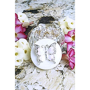VI N VI White Pink Butterfly Jewelry Box Trinket Box Petite | Hand Painted Decorative Jewelry Display, Holder, and Organizer
