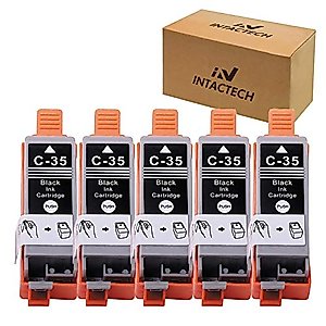 Intactech PGI-35 Black Ink Cartridges Compatible with Canon PGI-35 CLI-36 Ink Use for Canon PIXMA iP110 iP100 mini260 mini320 tr150 Printer 5-Pack