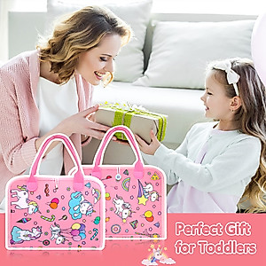 SPLAKS Toddler Busy Board with DIY Page, 20 in 1 Montessori Toys Sensory Activity Toys Preschool Educational Toys to Learn Basic Skills, for Airplane Car Travel (Pink)