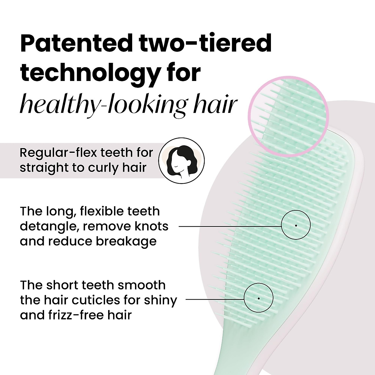 Tangle Teezer Ultimate Detangler Hairbrush for Wet & Dry Hair, Eliminates Knots & Reduces Breakage for All Hair Types, Baby Pink & Mint