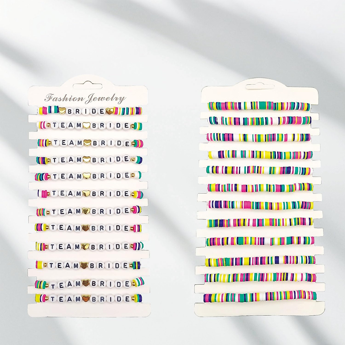 EYXVKT 12 PCS Team Bride Bracelets Bachlorette Party Favors Polymer Clay Letter Beaded Bracelet For Wedding Bridal Shower Engagement Party(Colorful)