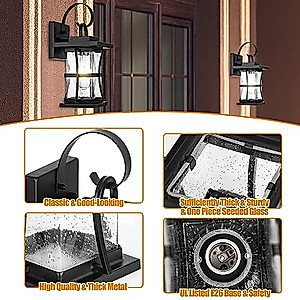 2 Packs Outdoor Wall Light - Modern Black Exterior Light Fixture Waterproof Porch Sconces Wall Mounted Lighting, Anti-Rust Rustic Wall Sconce for House Garage, Doorway, Front Door Entryway, E26