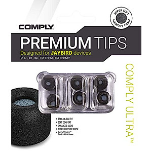 Comply Ultra Premium Memory Foam Earphone Tips Jaybird X4, Noise Reducing Replacement Earbud Tips, Comfortable Secure Fit Workouts (Medium, 3 Pairs)