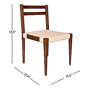 Amazon Brand – Stone & Beam Jane Mid-Century Dining Chair, Set of 2, 19.5"W, Ash Wood, Brown