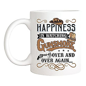 snailhome430 - Happiness is Watching Gunsmoke Over And Over Again Mug, 11oz Ceramic Coffee Mug