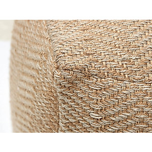 WOVEN ST. UNSTUFFED Pouf Ottoman Cover Textured Printed Storage Cube Pouf Pouffe Accent Chair Seat Footrest for Living Room, Bedroom, Nursery, Kids Room, Patio, Gym; 100% PET (16"x16"x16") (Beige)
