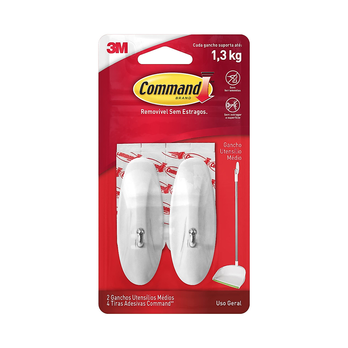 Command Medium Wire Hooks, White, 2-Hooks, 4-Strips, Organize Damage-Free