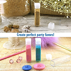 The Beadsmith Clear Plastic Tubes - 2 x .5 Inch Square Tubes - Flat Caps - Use for Beads, Bath Salts, Wedding & Party Favors, Home or Office Storage - Bag of 100