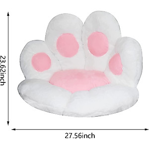 MMUK Reversible Chair Seat Cushion Plush Cat Paw Cushion Lazy Sofa Office Chair Cushion Bear Paw Shape Comfy Seat Pad Support Waist Backrest Floor Seating Cushions Mat,White-27.5x23.6in
