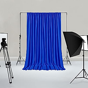 Hiasan Neon Blue Screen Backdrop Curtains for Parties, Polyester Photography Backdrop Drapes for Family Gatherings, Wedding Decorations, 5ftx10ft, Set of 2 Panels