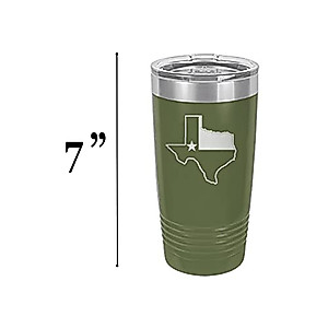 Rogue River Tactical Funny Texas Flag 20 Oz. Stainless Steel Travel Tumbler Mug Cup w/Lid Vacuum Insulated Hot or Cold (Green)
