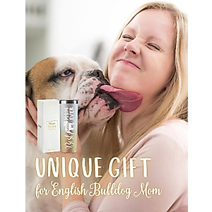 Onebttl English Bulldog Gifts for Women, British Bulldog Lovers, 20 oz Glitter Silver-Gold Insulated Tumbler - Best English Bulldog Mom Ever