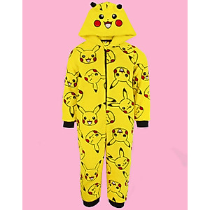 Pokemon Onesie Boys Pikachu Yellow 3D Ears Kids All In One 7-8 Years